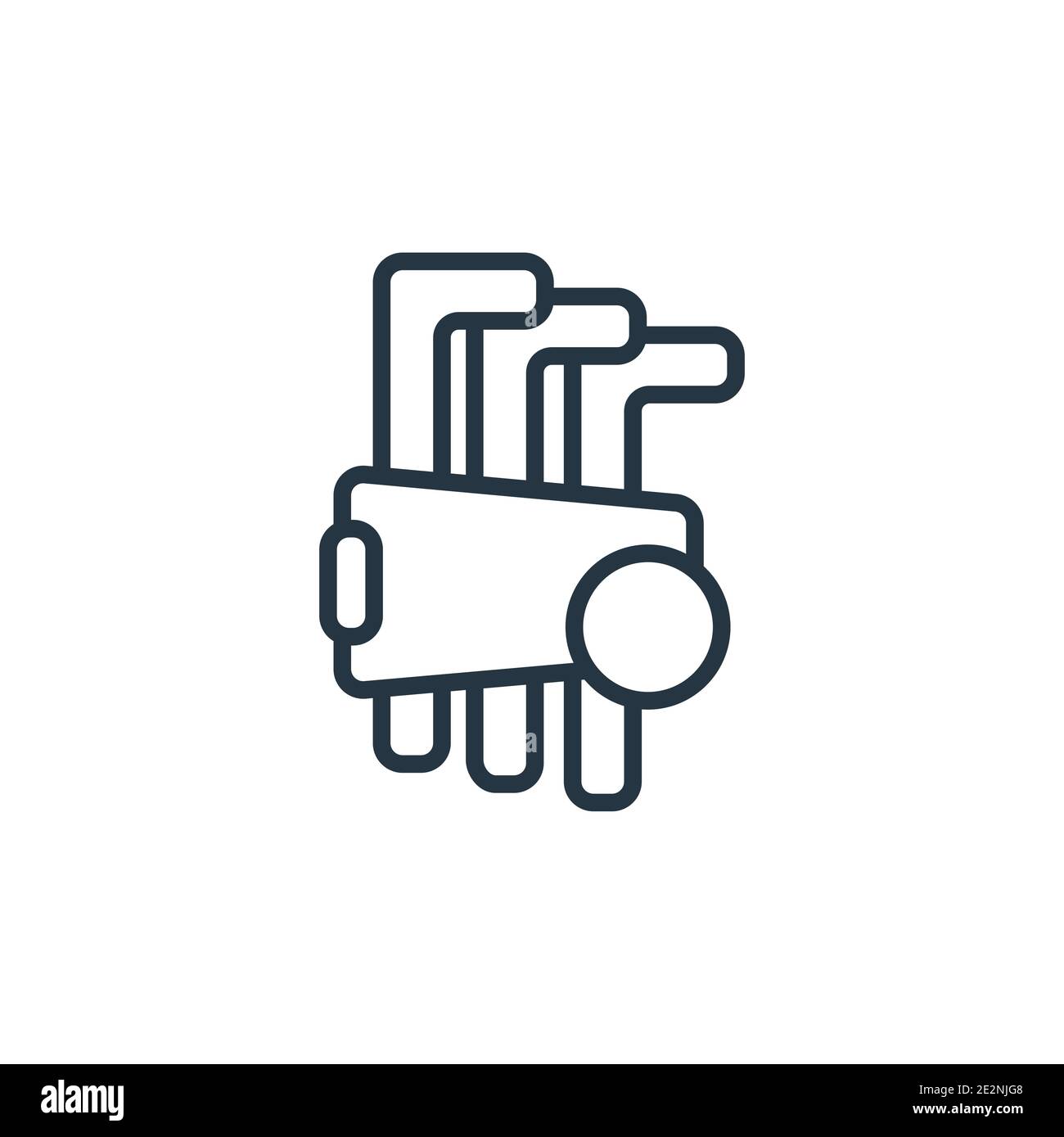 Allen keys outline vector icon. Thin line black allen keys icon, flat ...