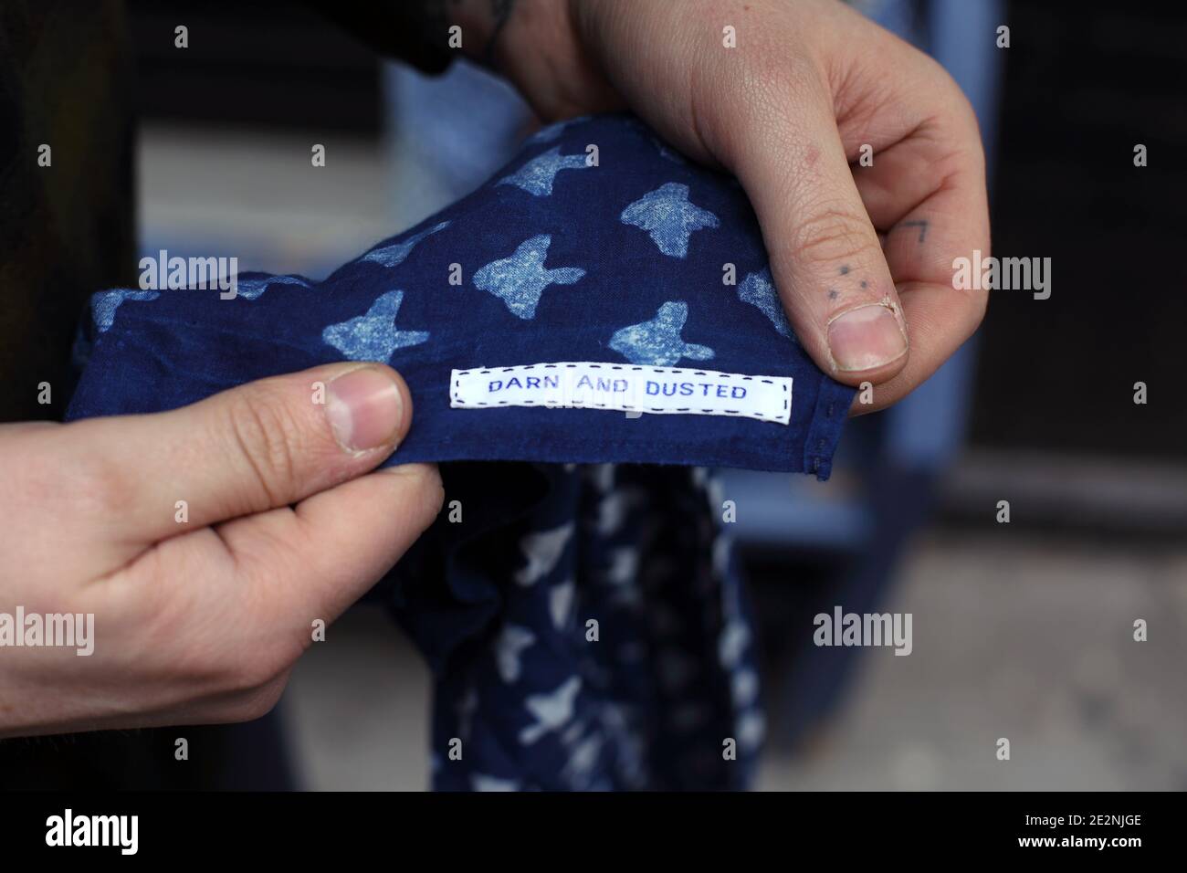 Traditional Japanese indigo-dyed (aizome) cotton bandana, handcrafted ...