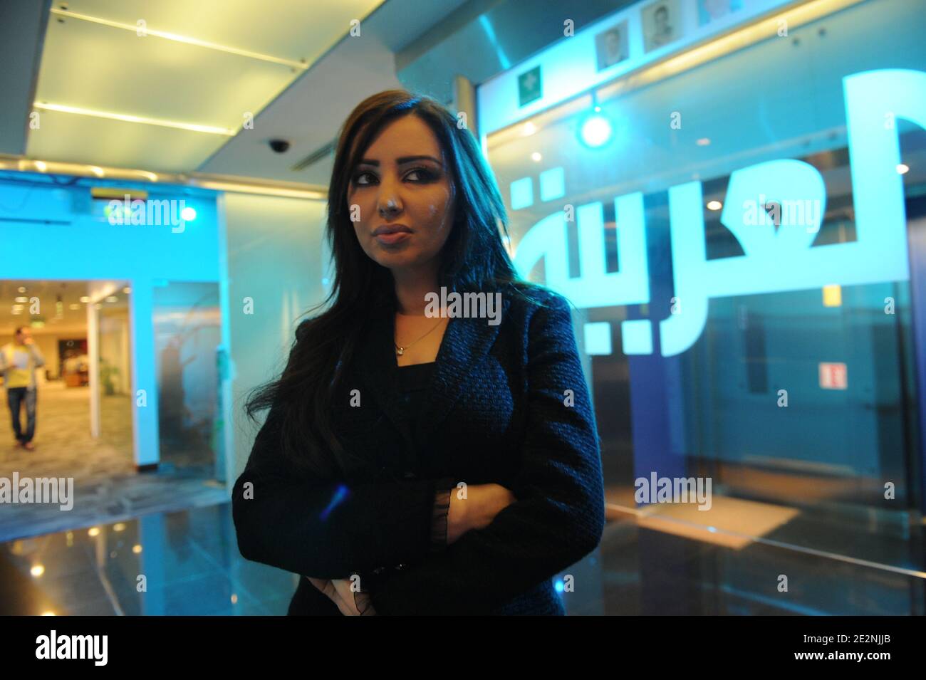 Lebanese anchorwoman Rima Salha seen at Arab news channel 'Al Arabiya ...