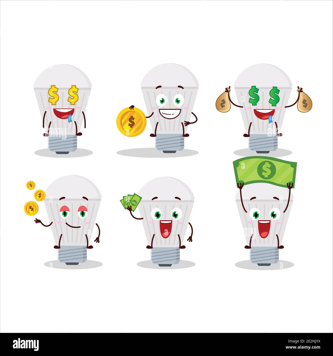 Led cartoon character with cute emoticon bring money. Vector ...