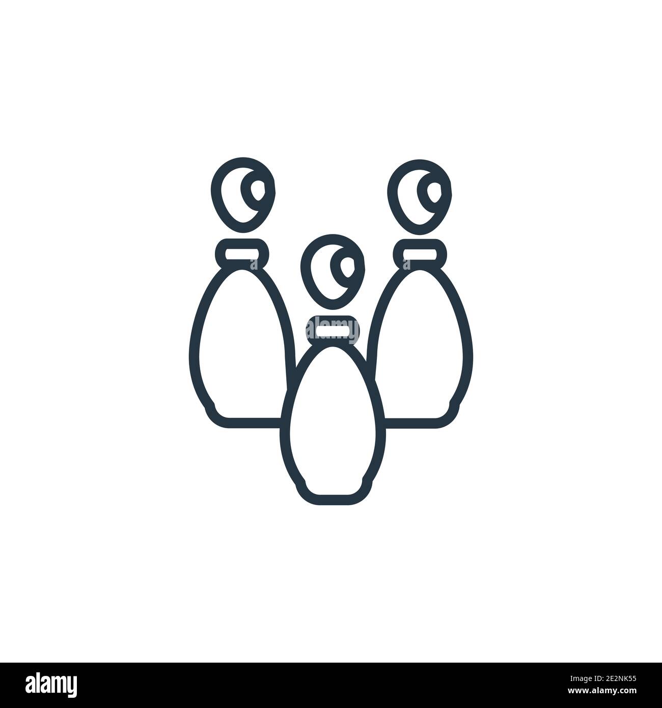Bowling pins outline vector icon. Thin line black bowling pins icon ...