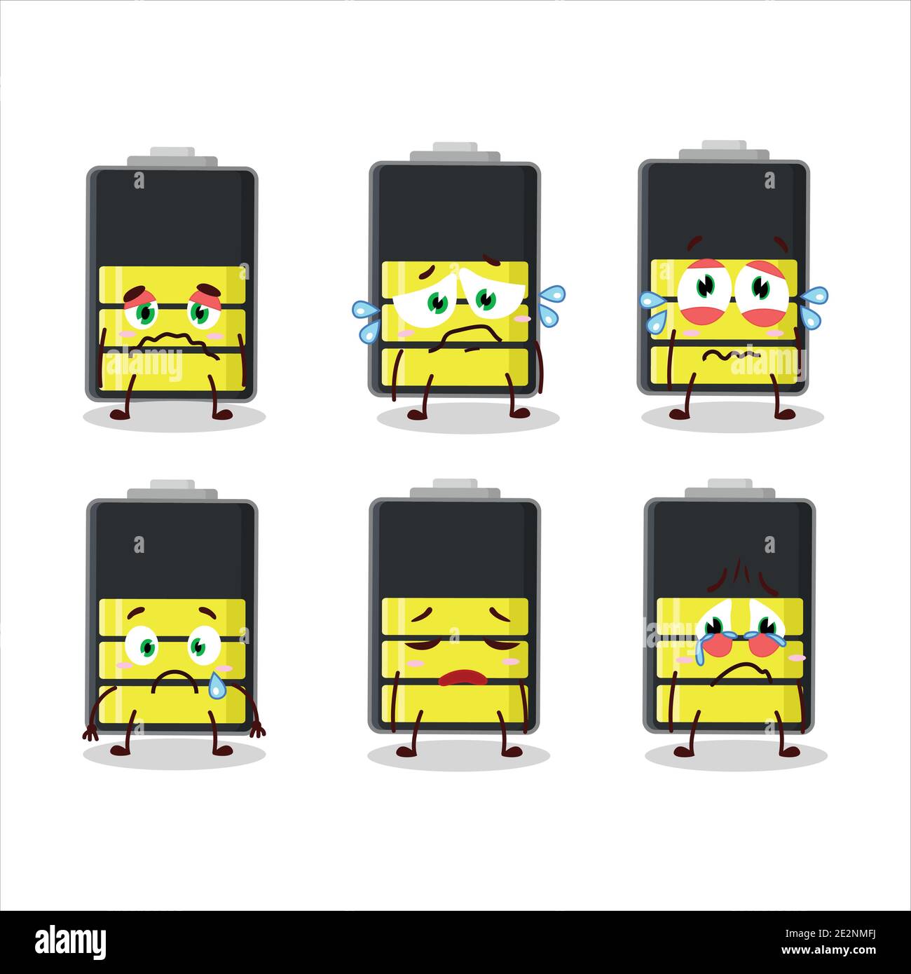 Medium battery cartoon character with sad expression. Vector ...
