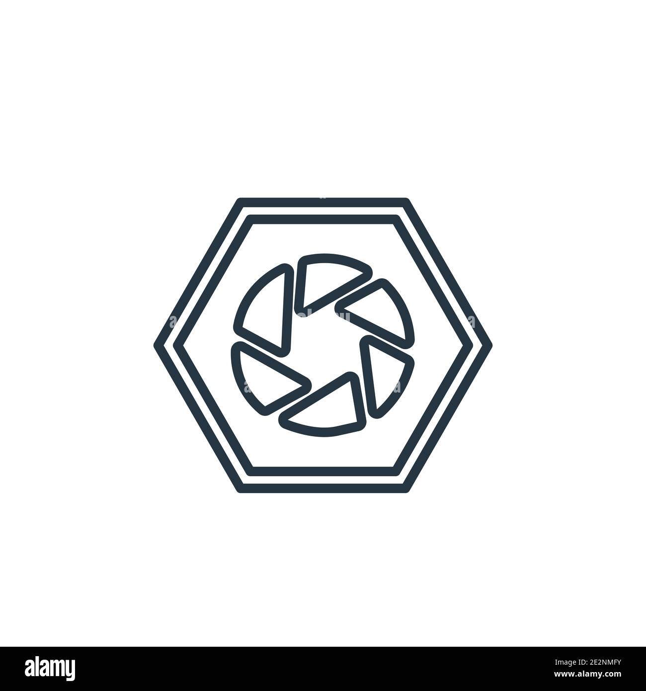 Aperture outline vector icon. Thin line black aperture icon, flat ...