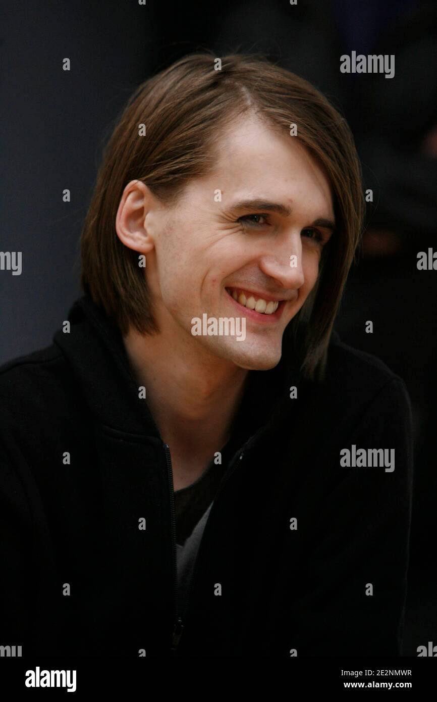 British designer Gareth Pugh appears during his Fall-Winter 2010/2011 ...