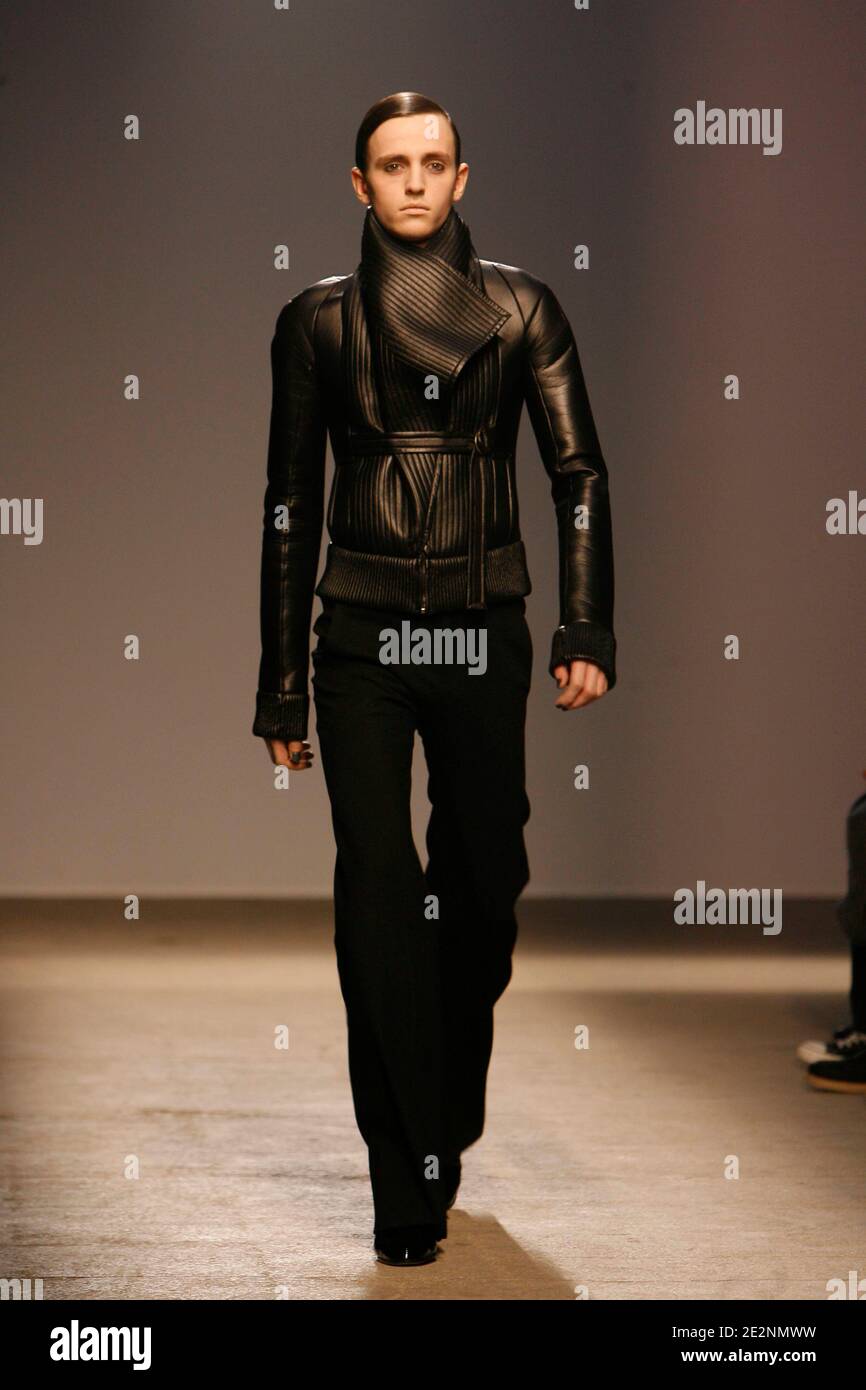 A model displays a creation by British designer Gareth Pugh for his ...