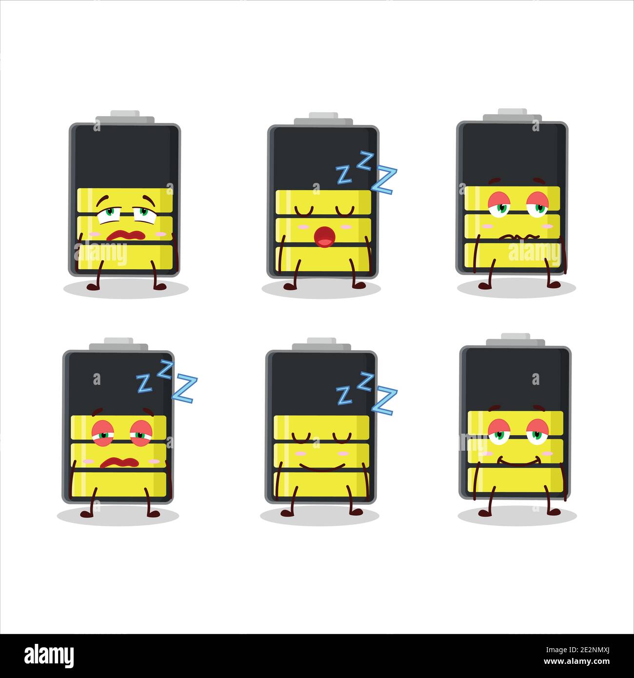 Cartoon character of medium battery with sleepy expression. Vector ...