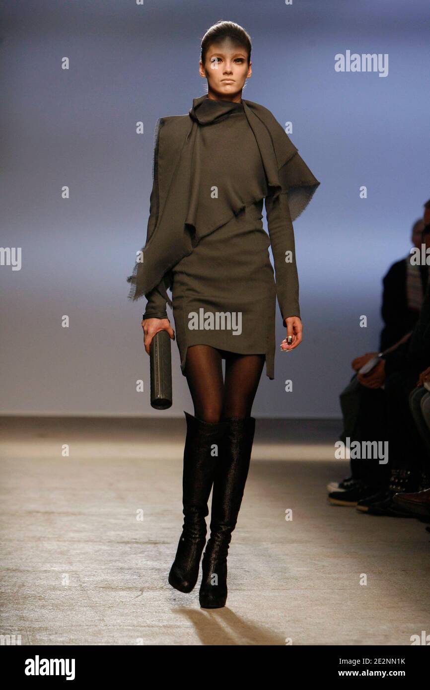 A model displays a creation by British designer Gareth Pugh for his ...