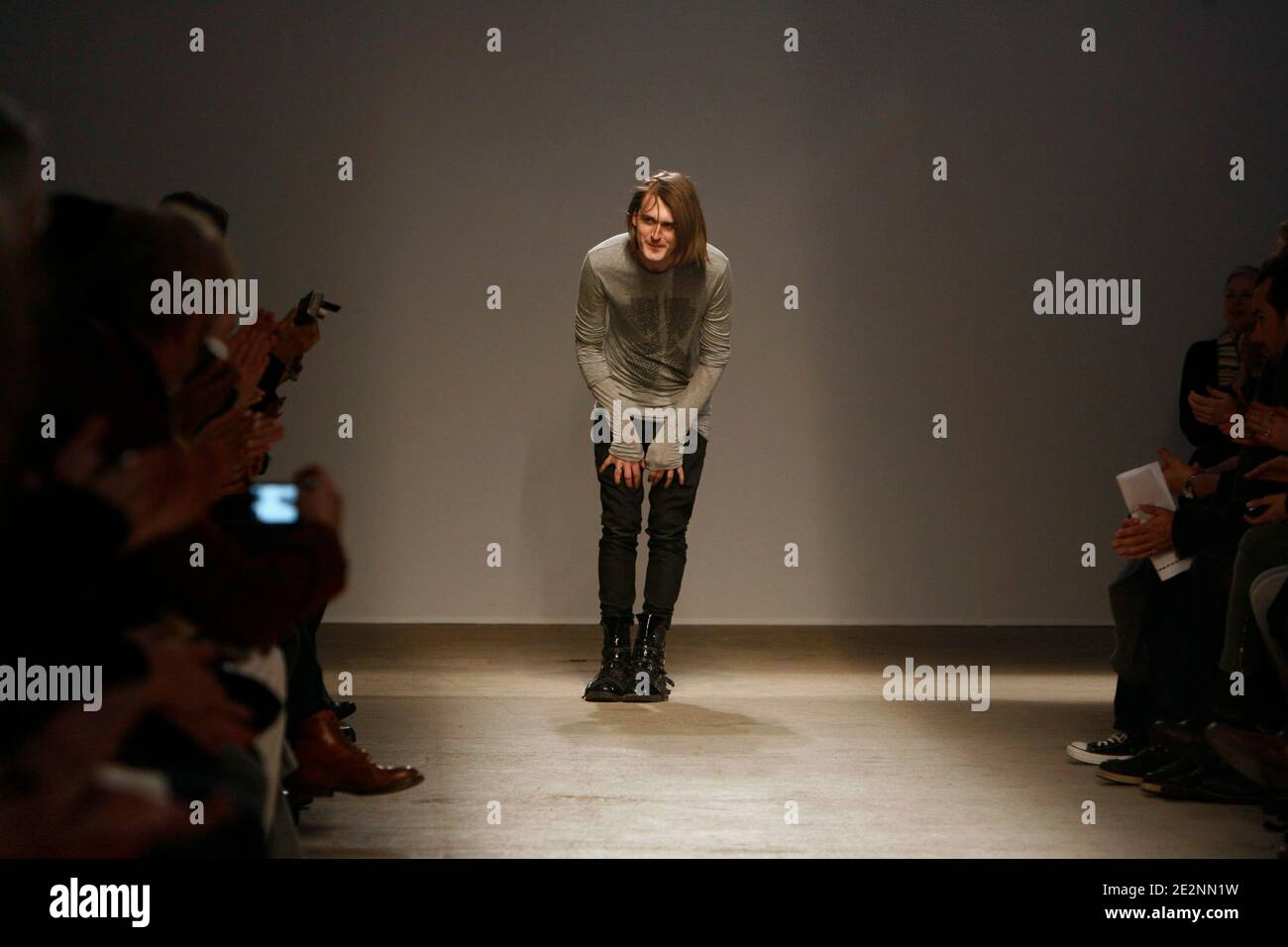 A model displays a creation by British designer Gareth Pugh for his ...