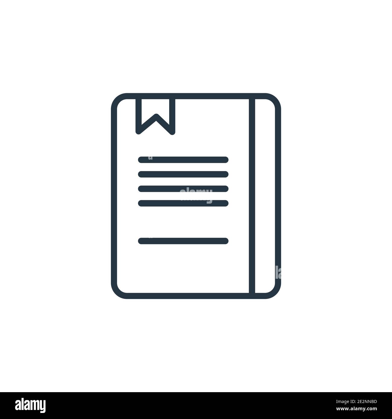 Book with marker outline vector icon. Thin line black book with marker ...