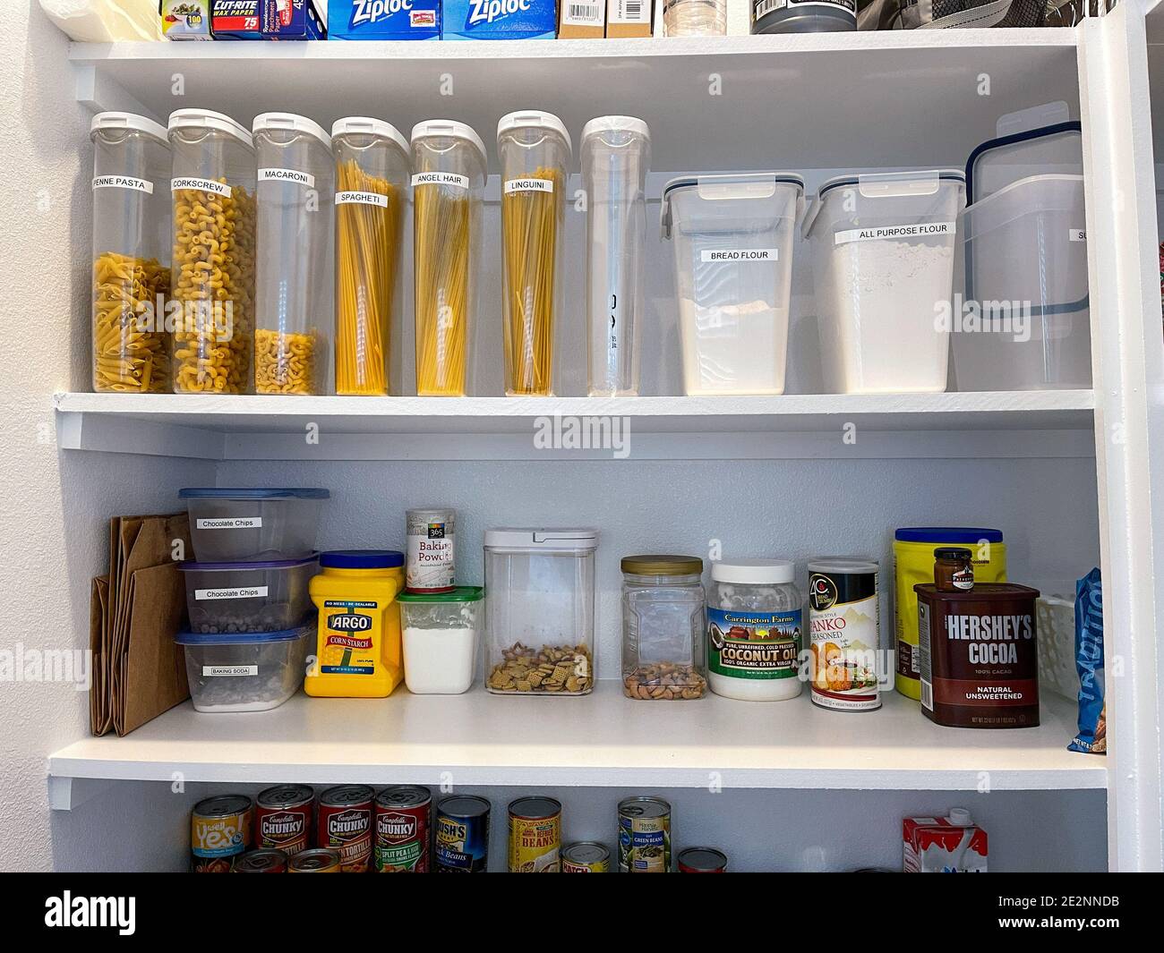 Orlando,FL USA - January10, 2021: A home pantry that is organized with ...