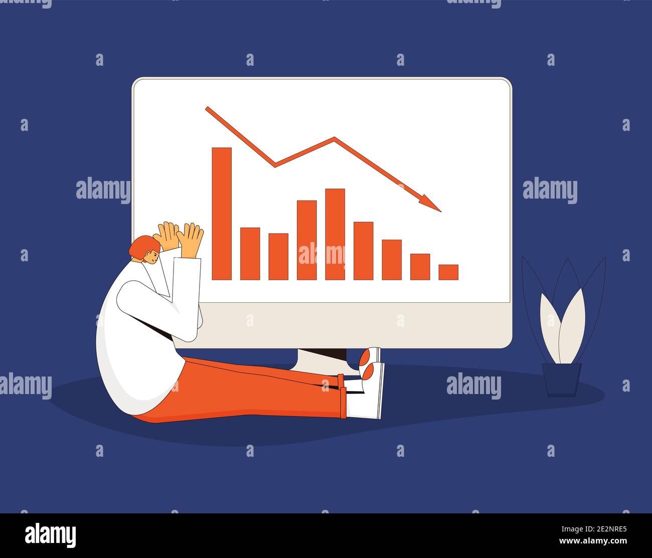 Stock market crash. Investor lost money. Sad and disappointed ...