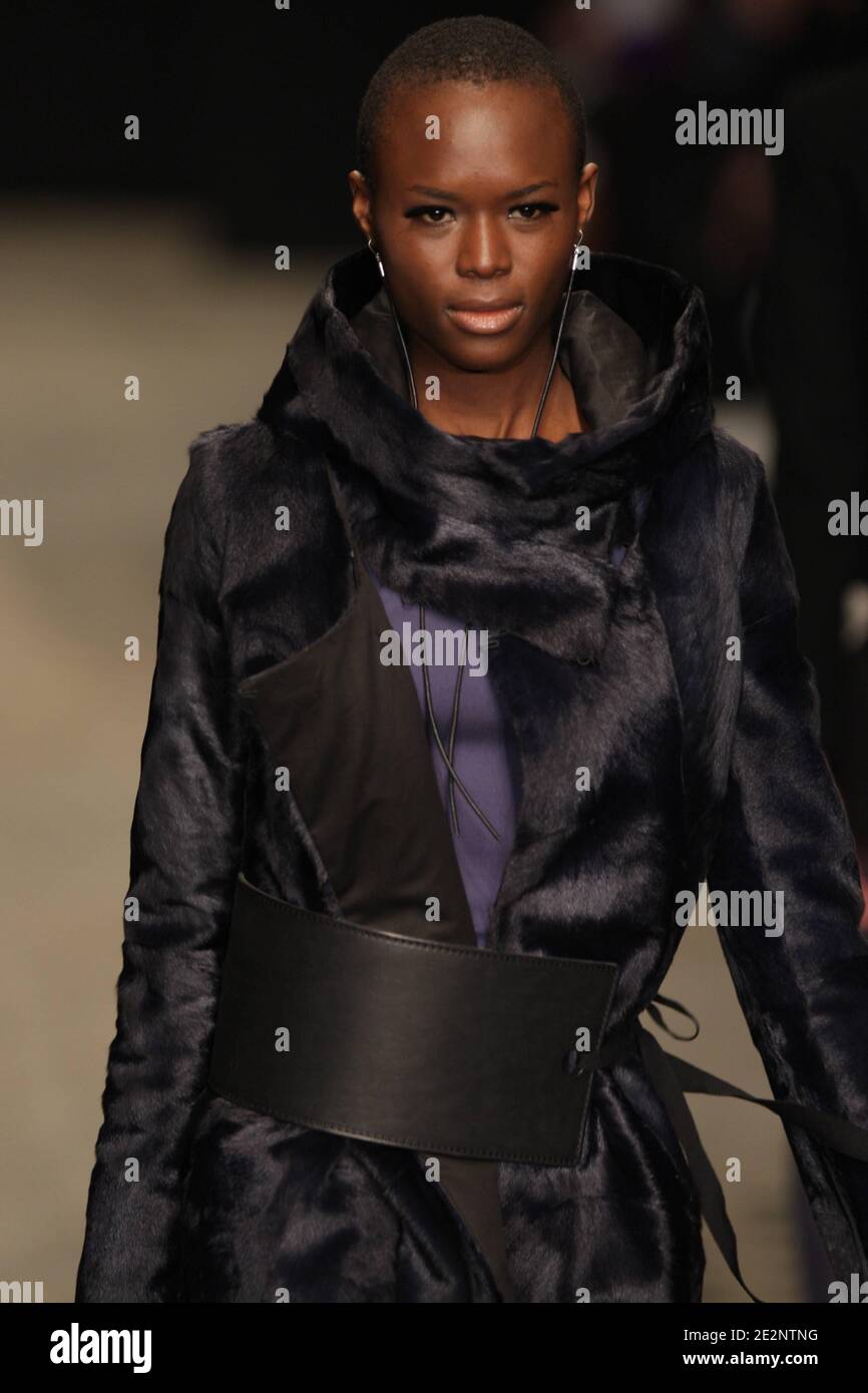 A model displays a creation by designer Lutz for his Fall-Winter 2010/ ...