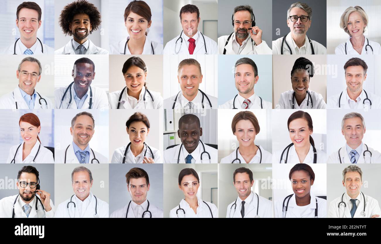 Multiethnic Doctor Faces Photo Collage. Different Portraits Stock Photo ...