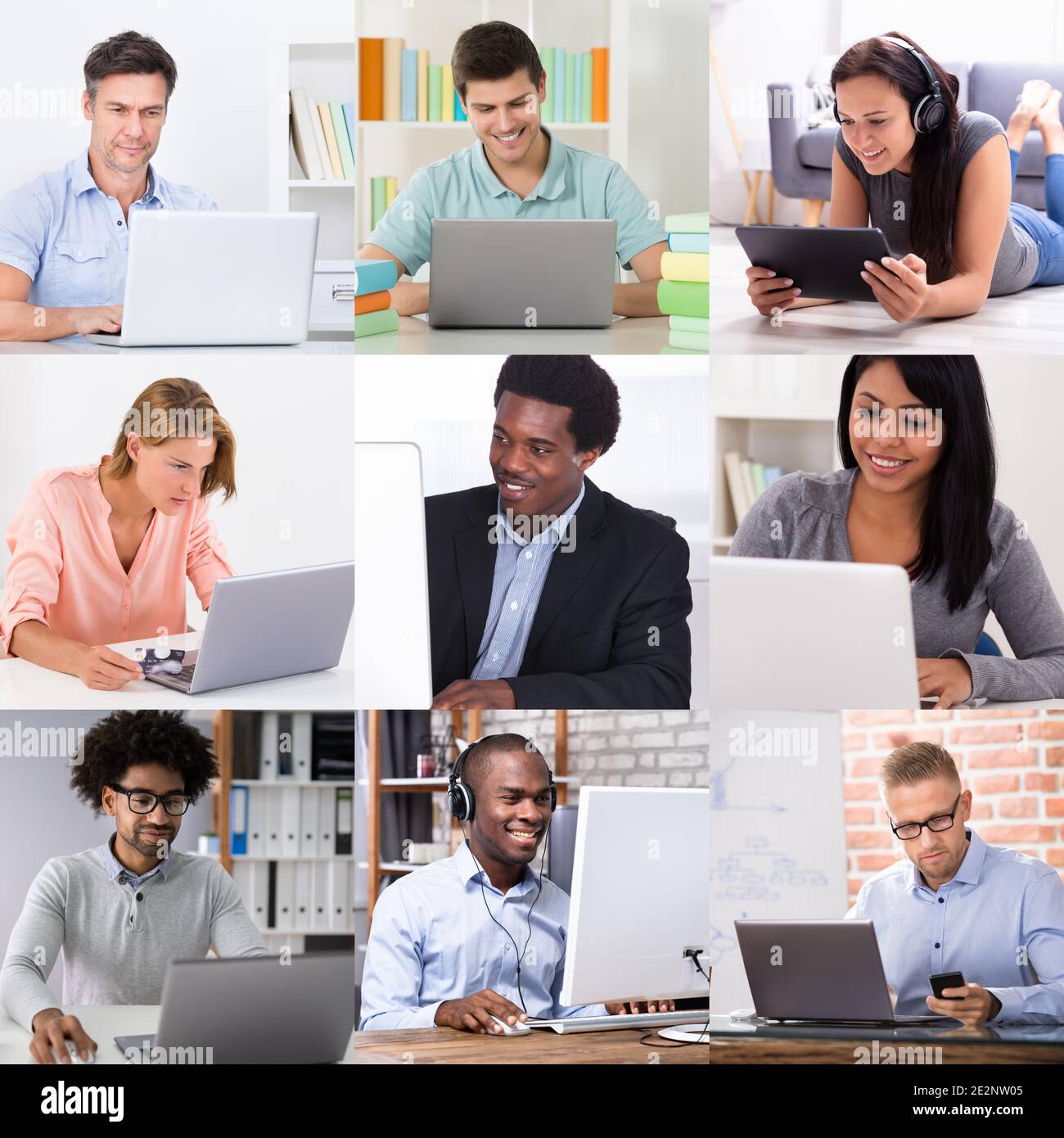 Student looking photos using computer hi-res stock photography and ...