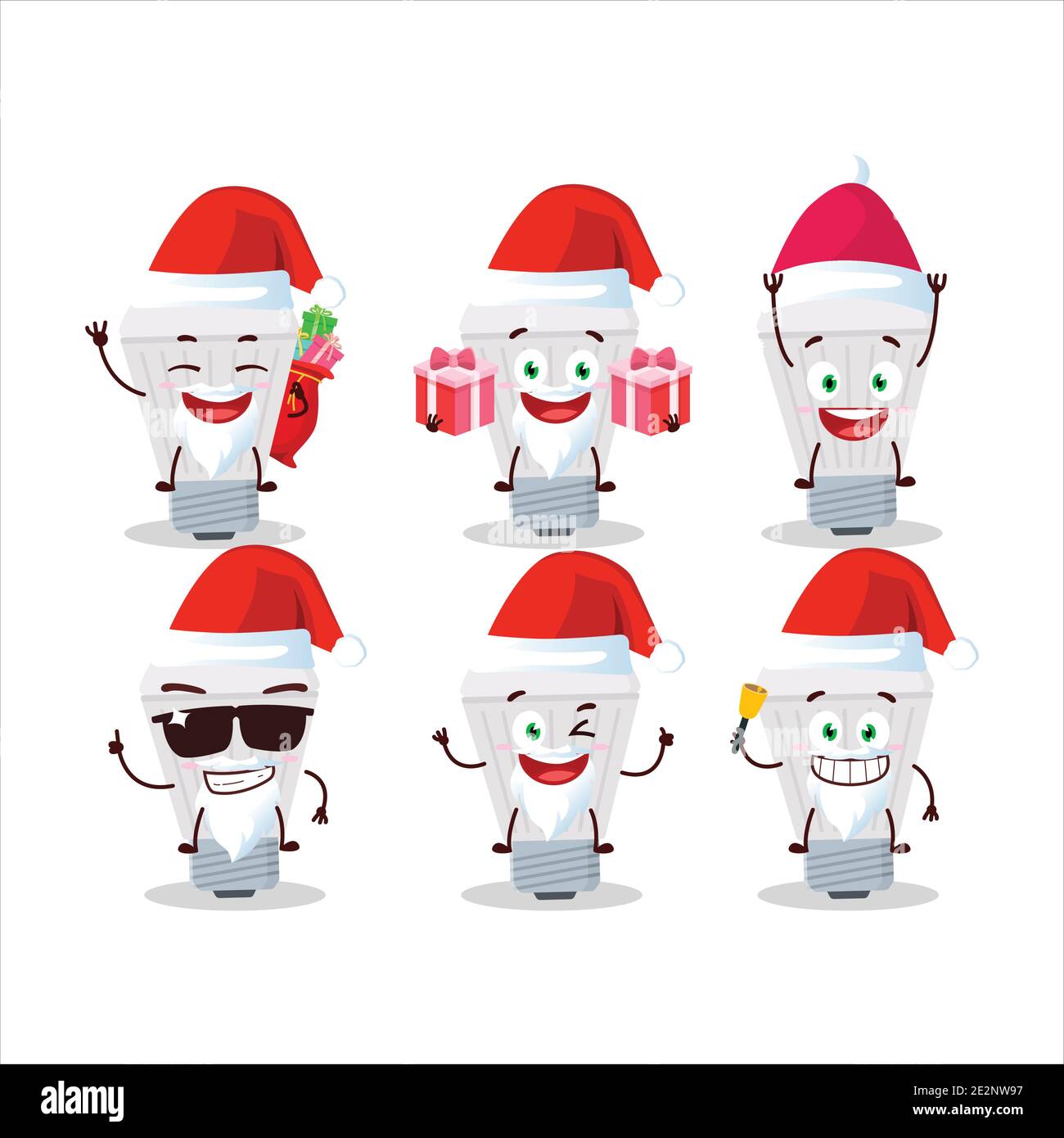 Santa Claus emoticons with led cartoon character. Vector illustration ...