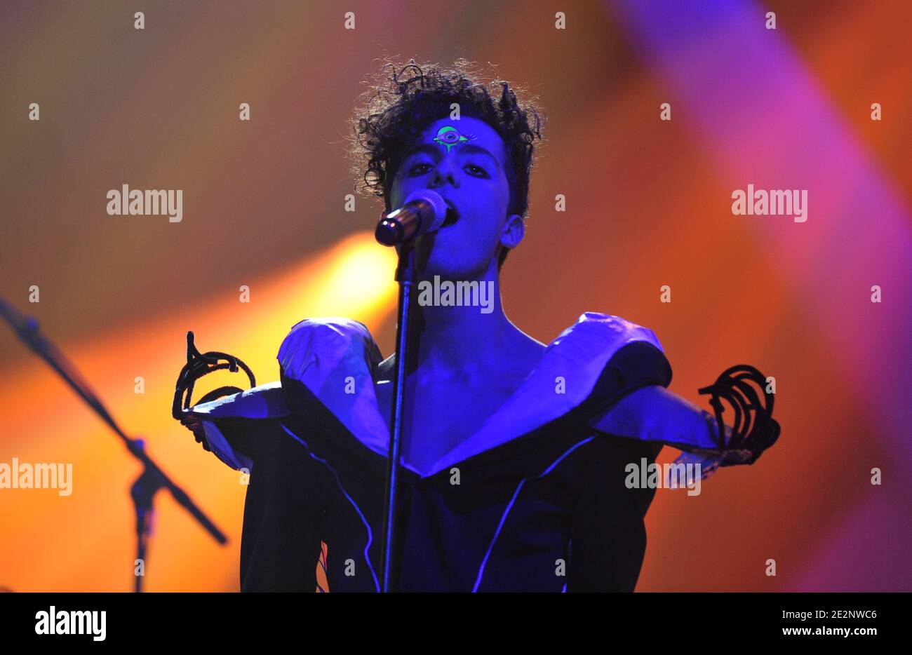 Singer Sliimy performing during the 25th 'Victoires de la Musique ...