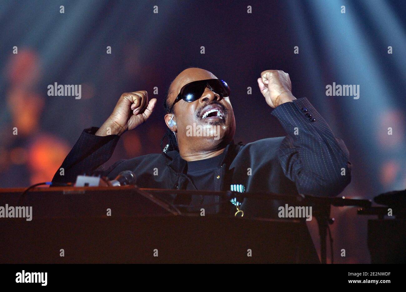 US singer Stevie Wonder performs live during the 25th 'Victoires de la ...