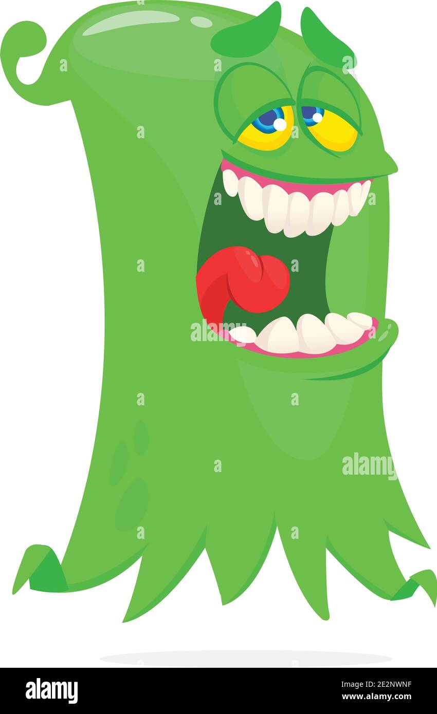 Happy cartoon flying monster. Vector illustration of funny ghost ...