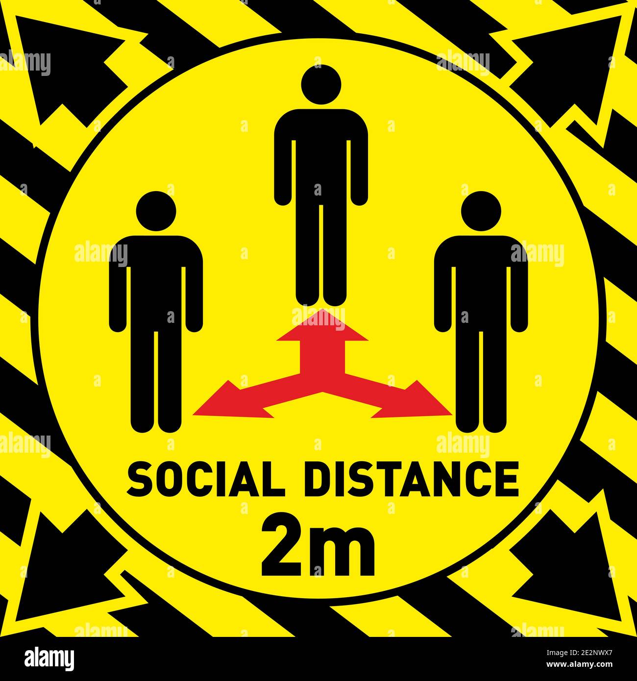 Vector of Yellow Practice Social Distancing sign and symbols for People ...