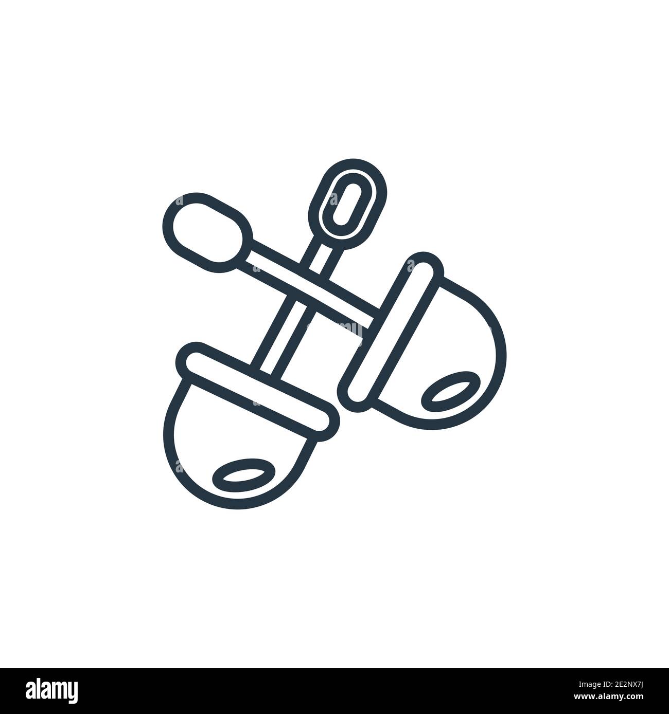 Two shovels outline vector icon. Thin line black two shovels icon, flat ...