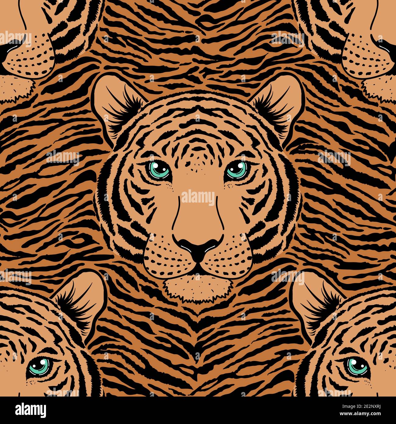 pattern with tiger muzzle Stock Vector Image & Art - Alamy