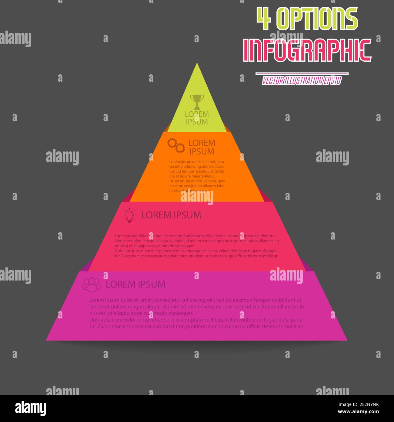 Infographic pyramid. The triangle diagram is divided into 4 parts ...