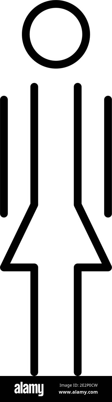 Woman linear icon. Female sign for restroom. Girl WC pictogram for ...