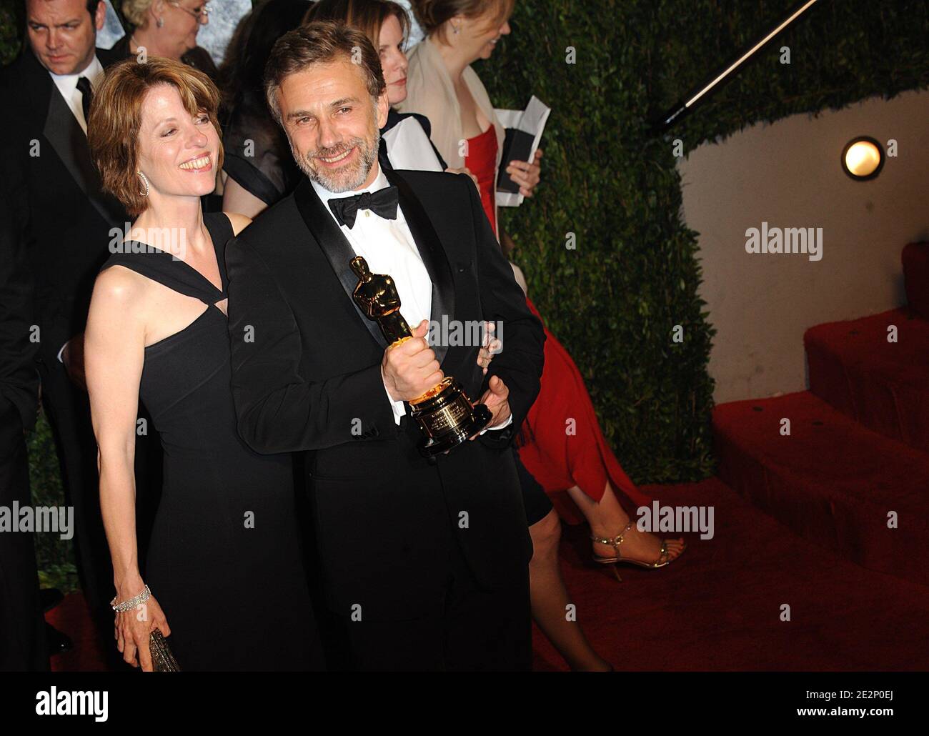 Christoph Waltz and Judith Holste arriving at the Vanity Fair Oscar ...