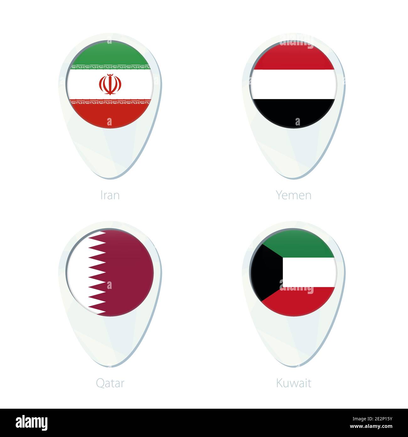 Iran Yemen Qatar Kuwait Flag Location Map Pin Icon Iran Flag Yemen