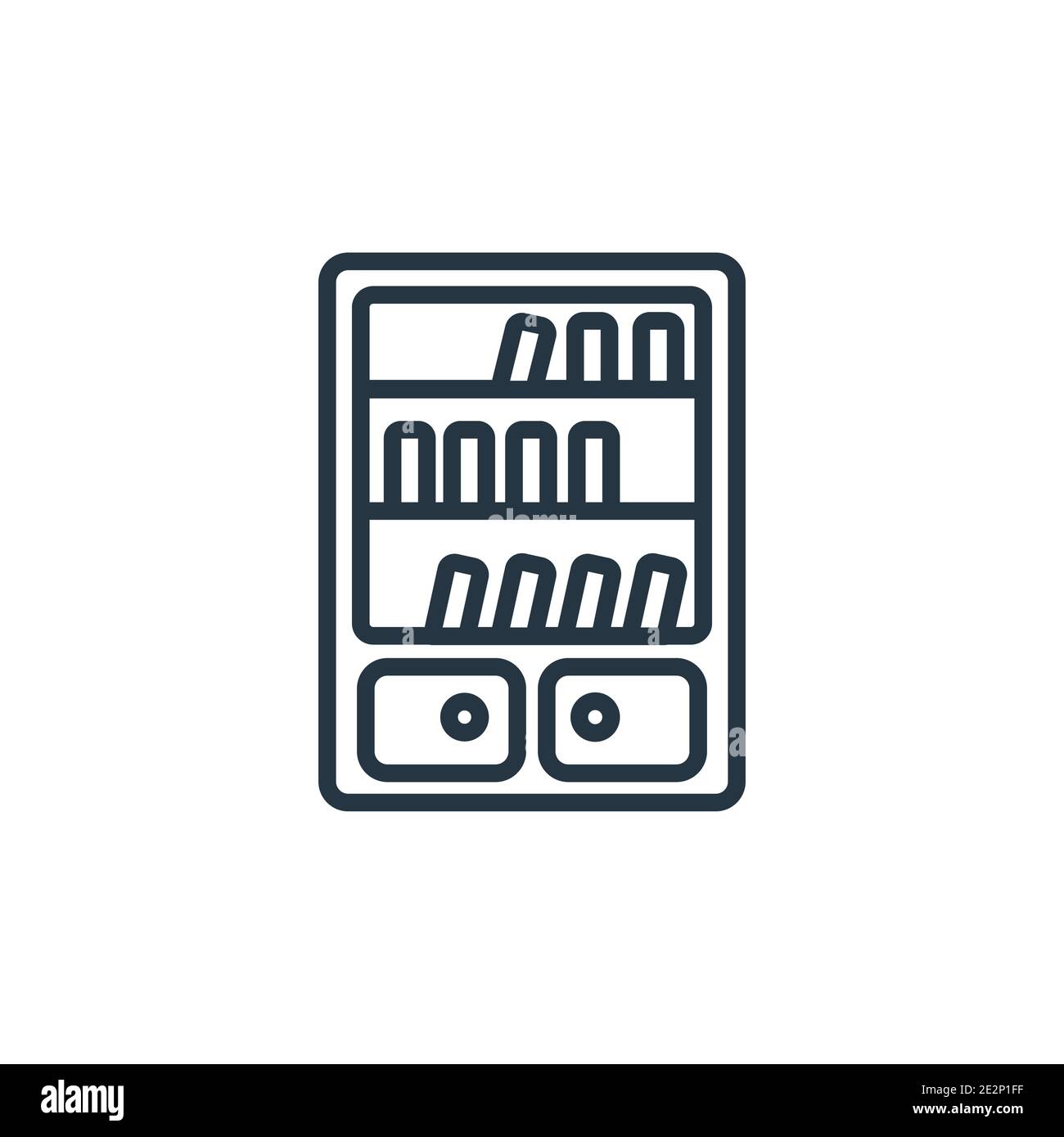 Library outline vector icon. Thin line black library icon, flat vector ...