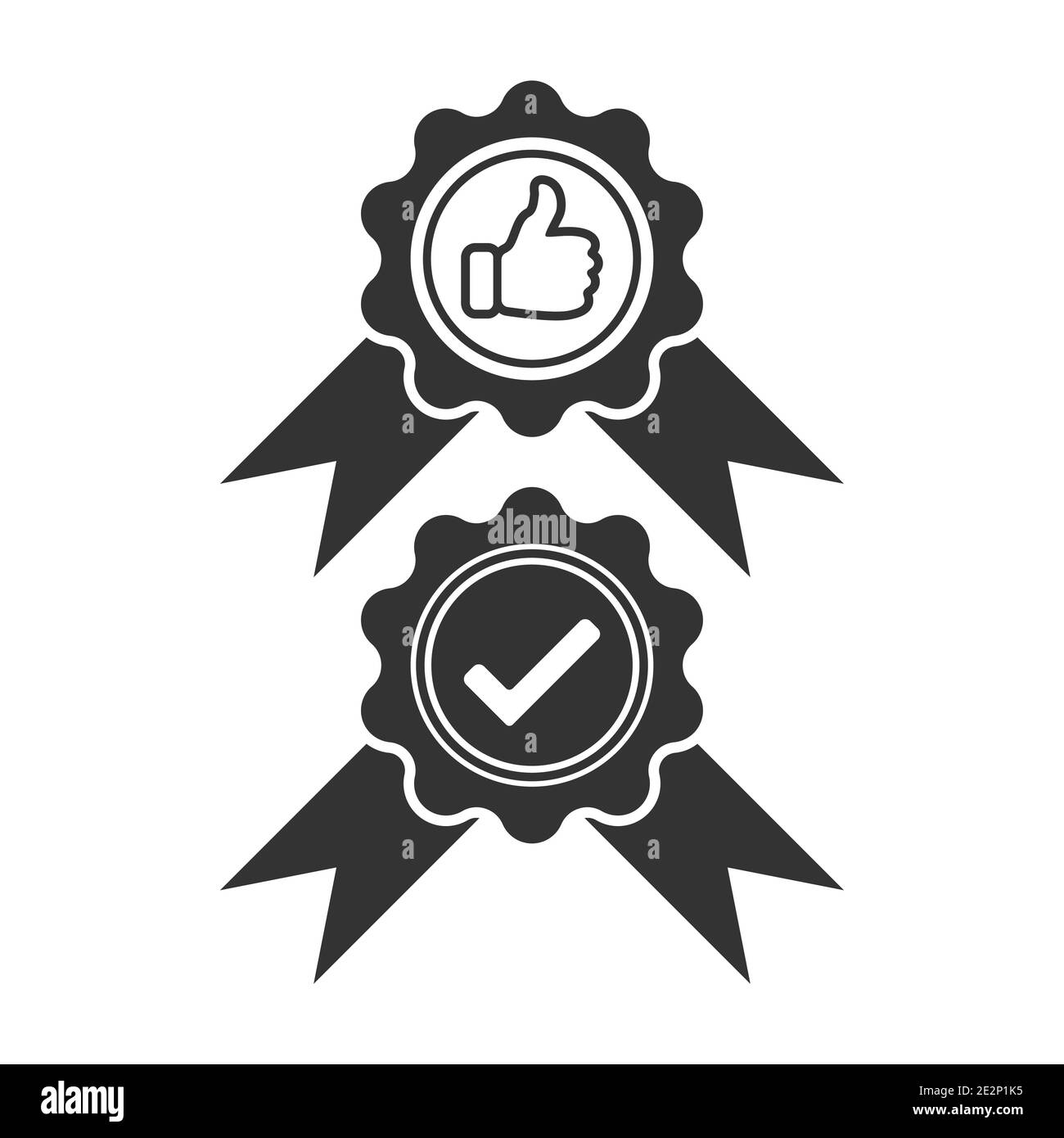 Vector flat print icon with thumb up and check mark. Sign of approval ...
