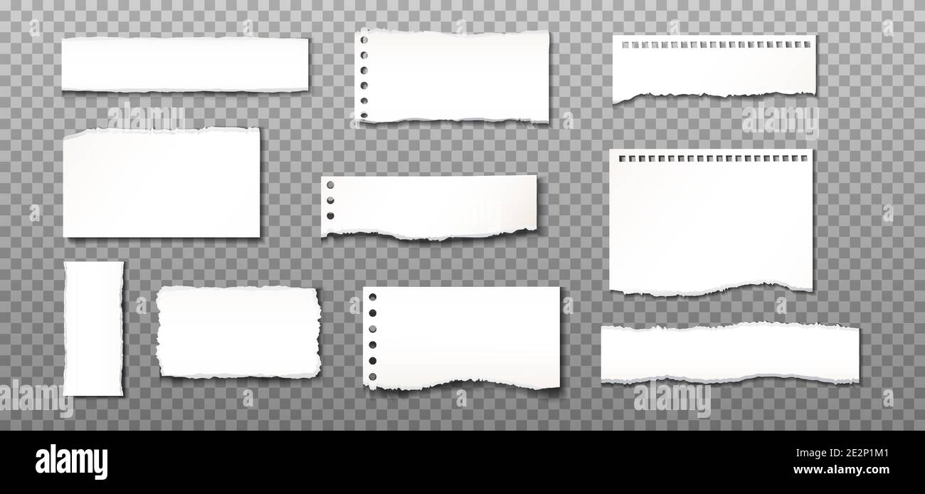 realistic vector torn paper pieces on transparent background Stock ...