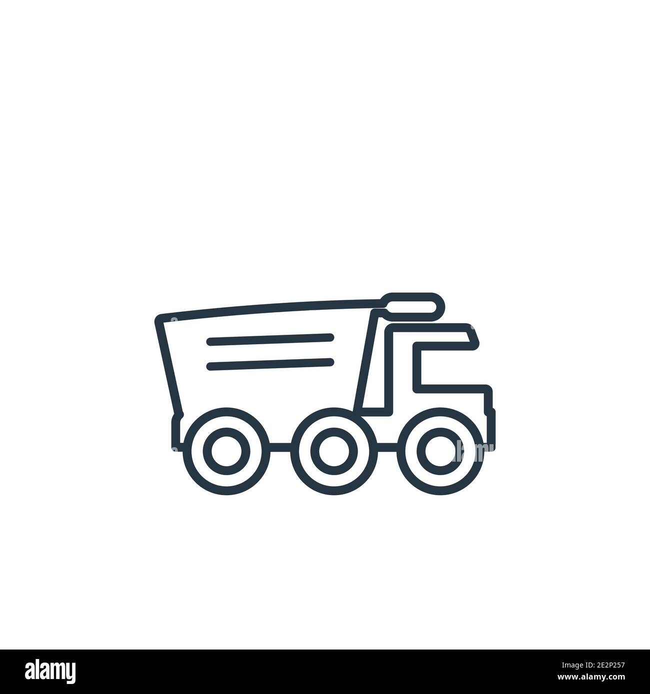 Dump truck outline vector icon. Thin line black dump truck icon, flat ...