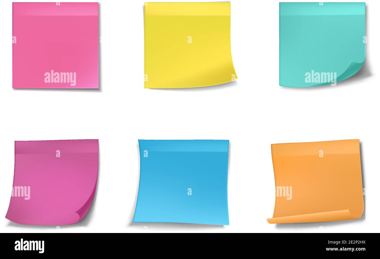 realistic vector colorful paper squares for notes Stock Vector Image ...