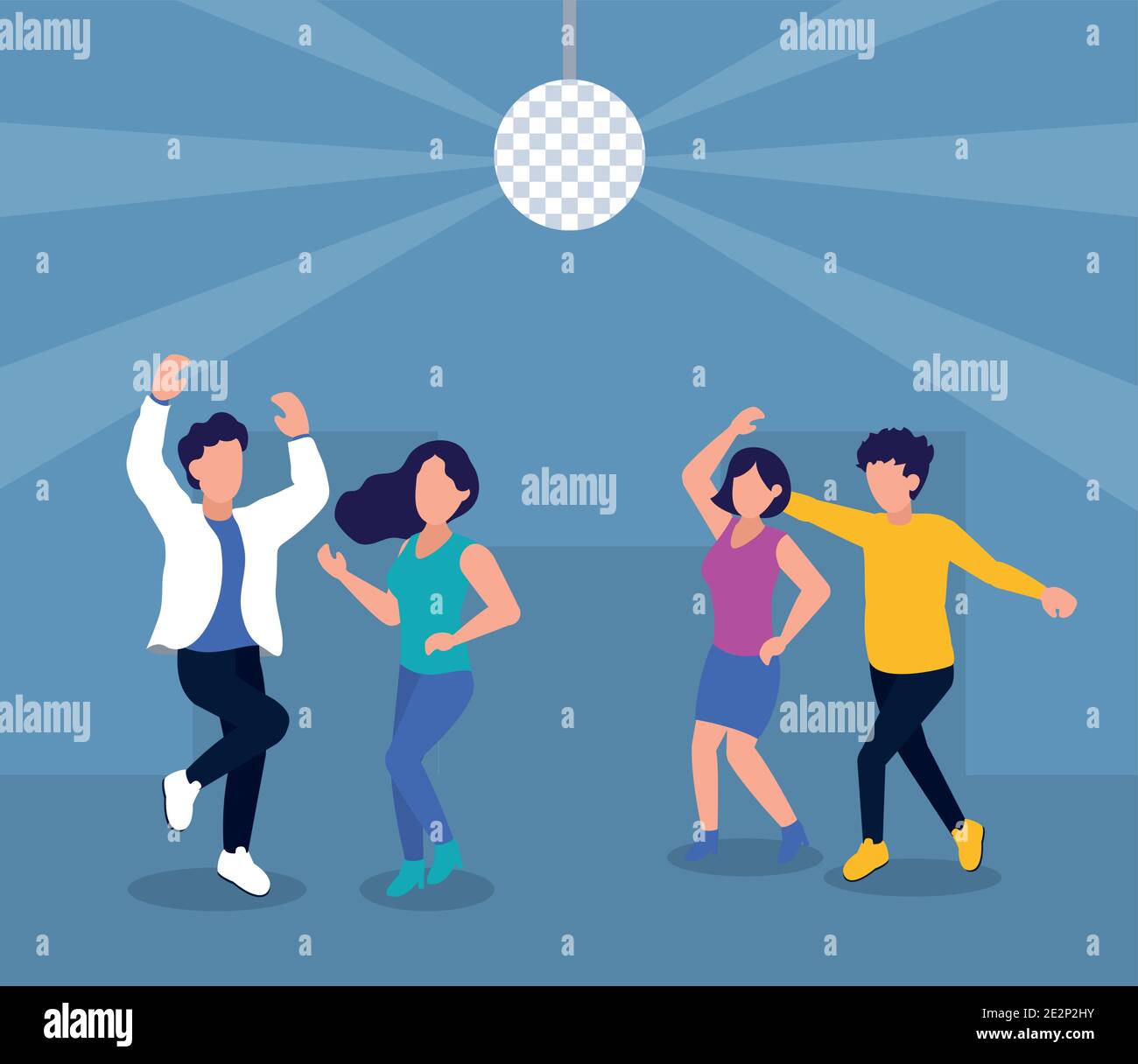disco club with young people dancing over white background, colorful ...