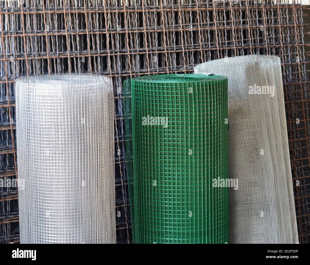 Rolls of plastic mesh in various sizes and patterns Stock Photo - Alamy