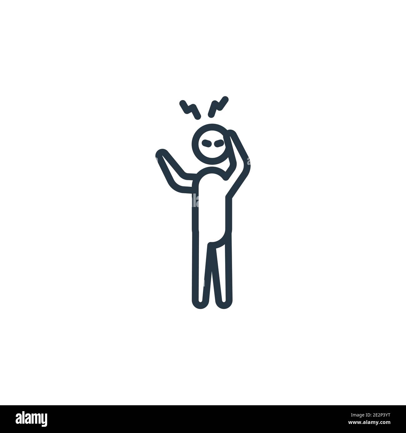 Frustrated human outline vector icon. Thin line black frustrated human ...