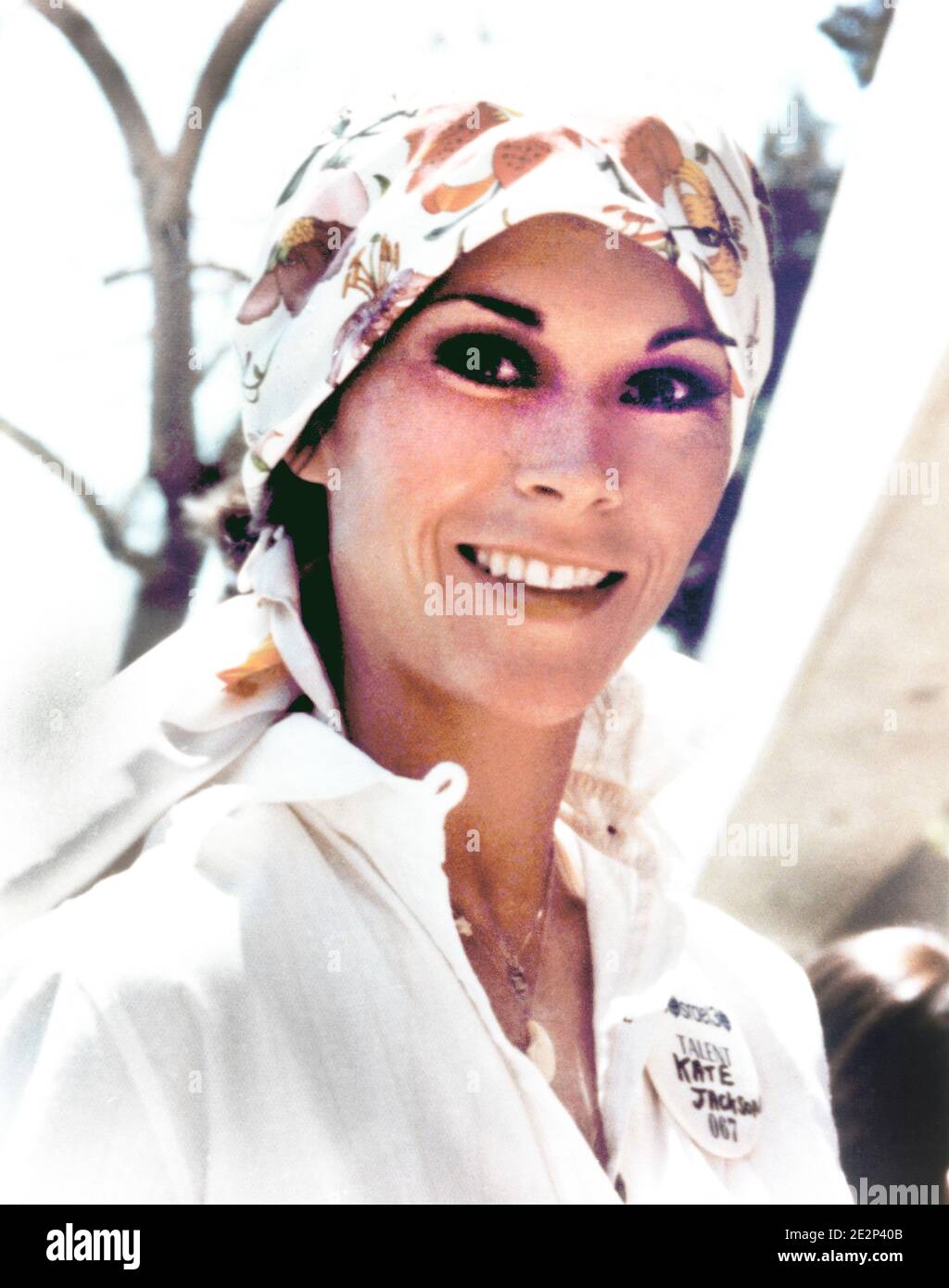 Actress Kate Jackson, Head and Shoulders wearing Headscarf, late 1980's ...