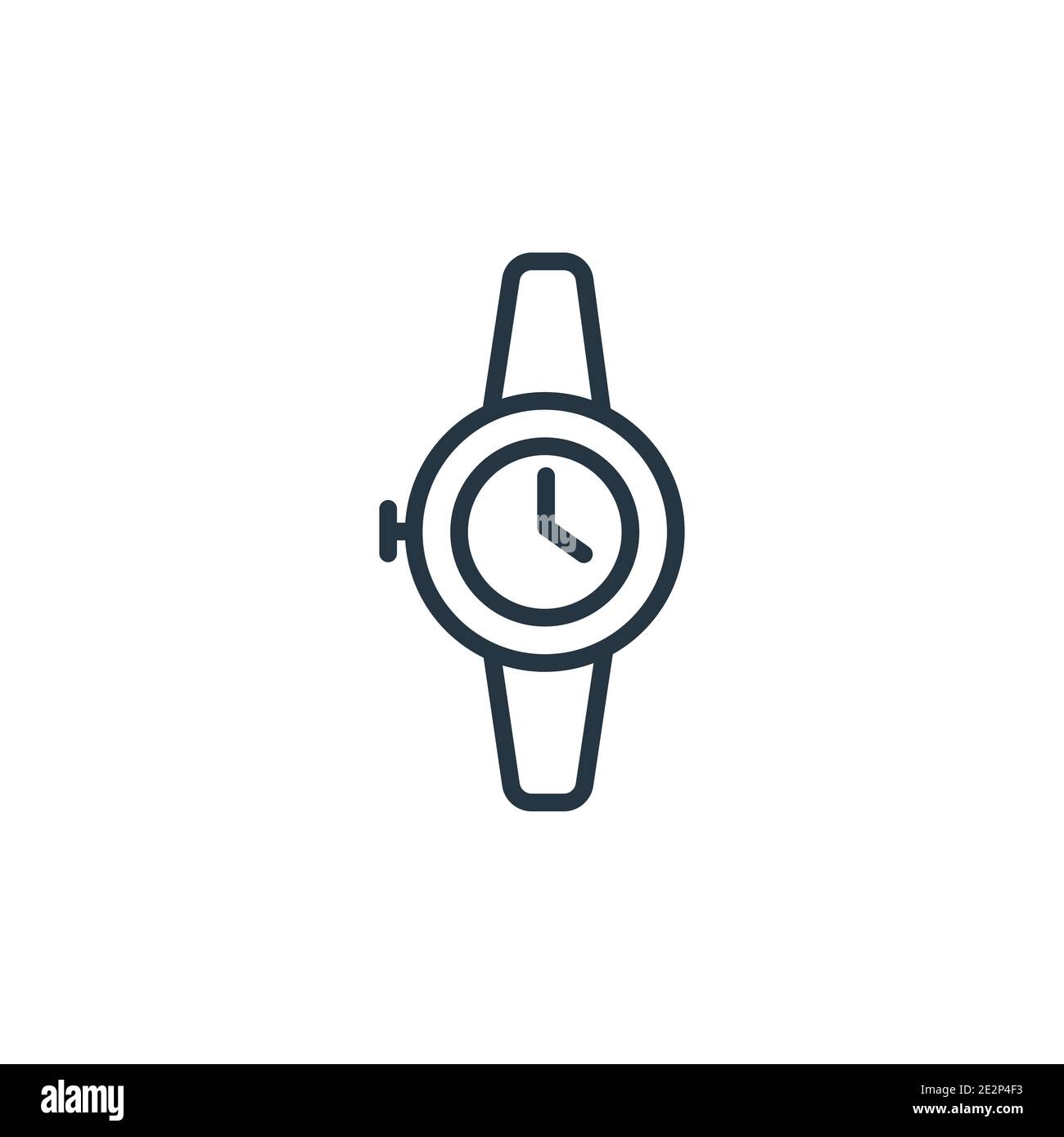 Watch outline vector icon. Thin line black watch icon, flat vector ...