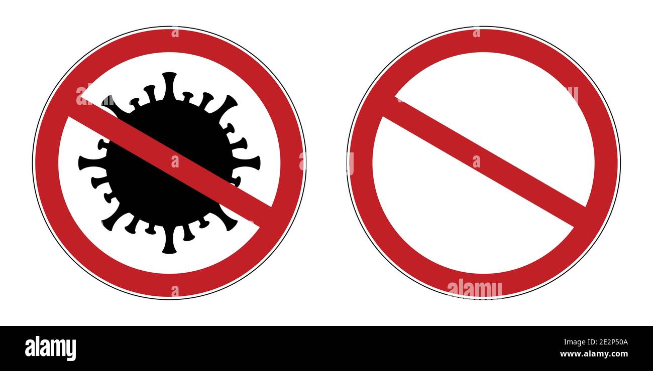 prohibited warning sign with virus icon no freedom vector illustration ...