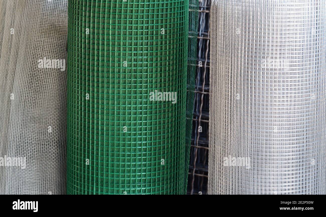 Rolls of plastic mesh in various sizes and patterns Stock Photo - Alamy