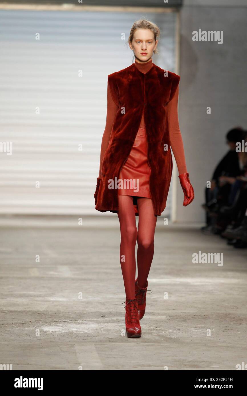 Model Carla Gebhart wears a creation designed by Richard Nicoll for ...