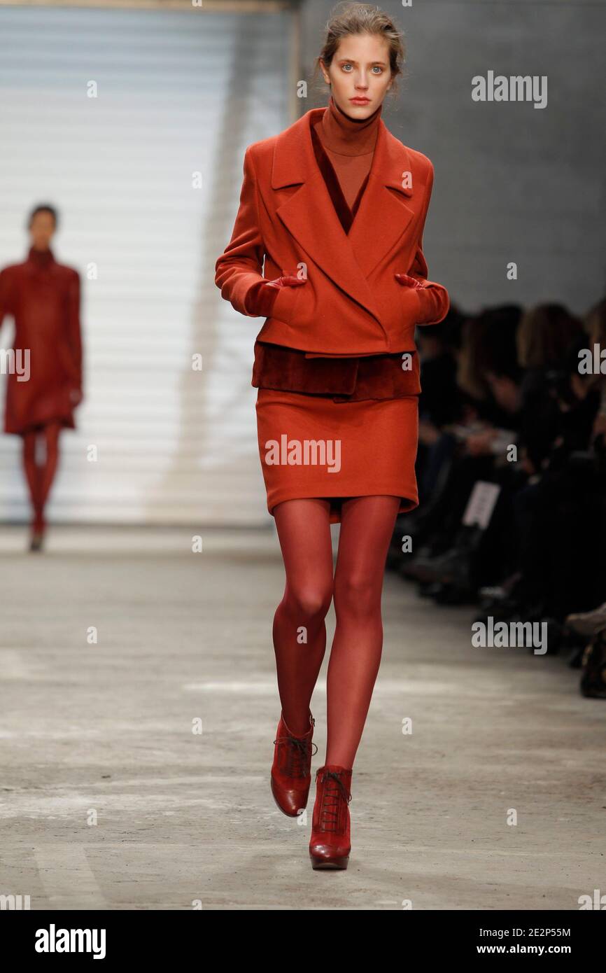 Model Ann Kenny wears a creation designed by Richard Nicoll for Cerruti ...