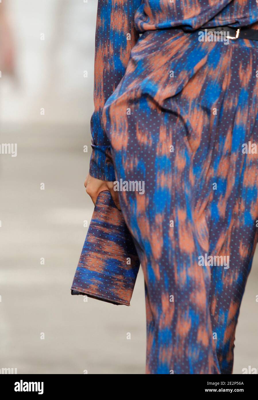 A model wears a creation designed by Richard Nicoll for Cerruti Fall ...