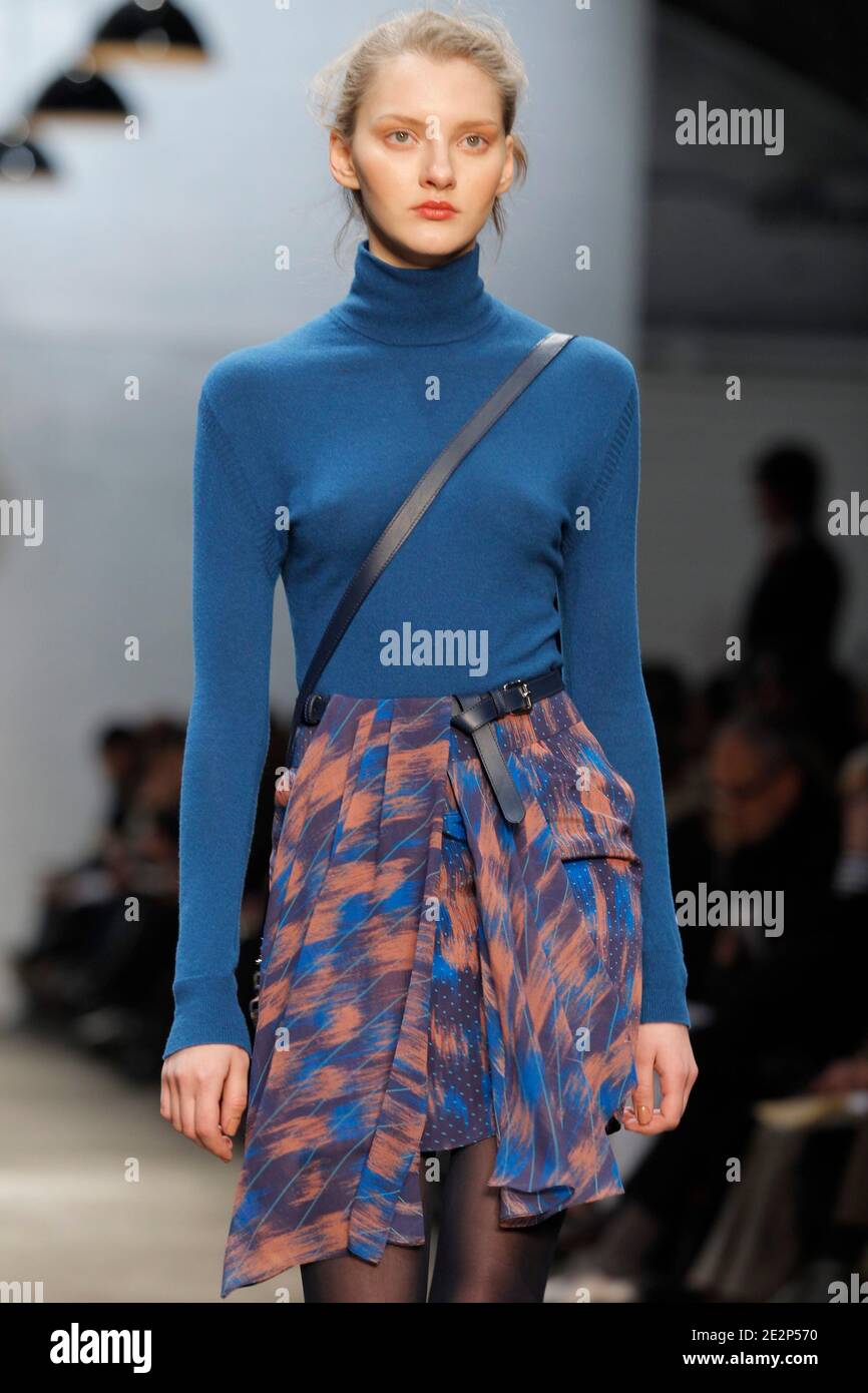 A model wears a creation designed by Richard Nicoll for Cerruti Fall ...