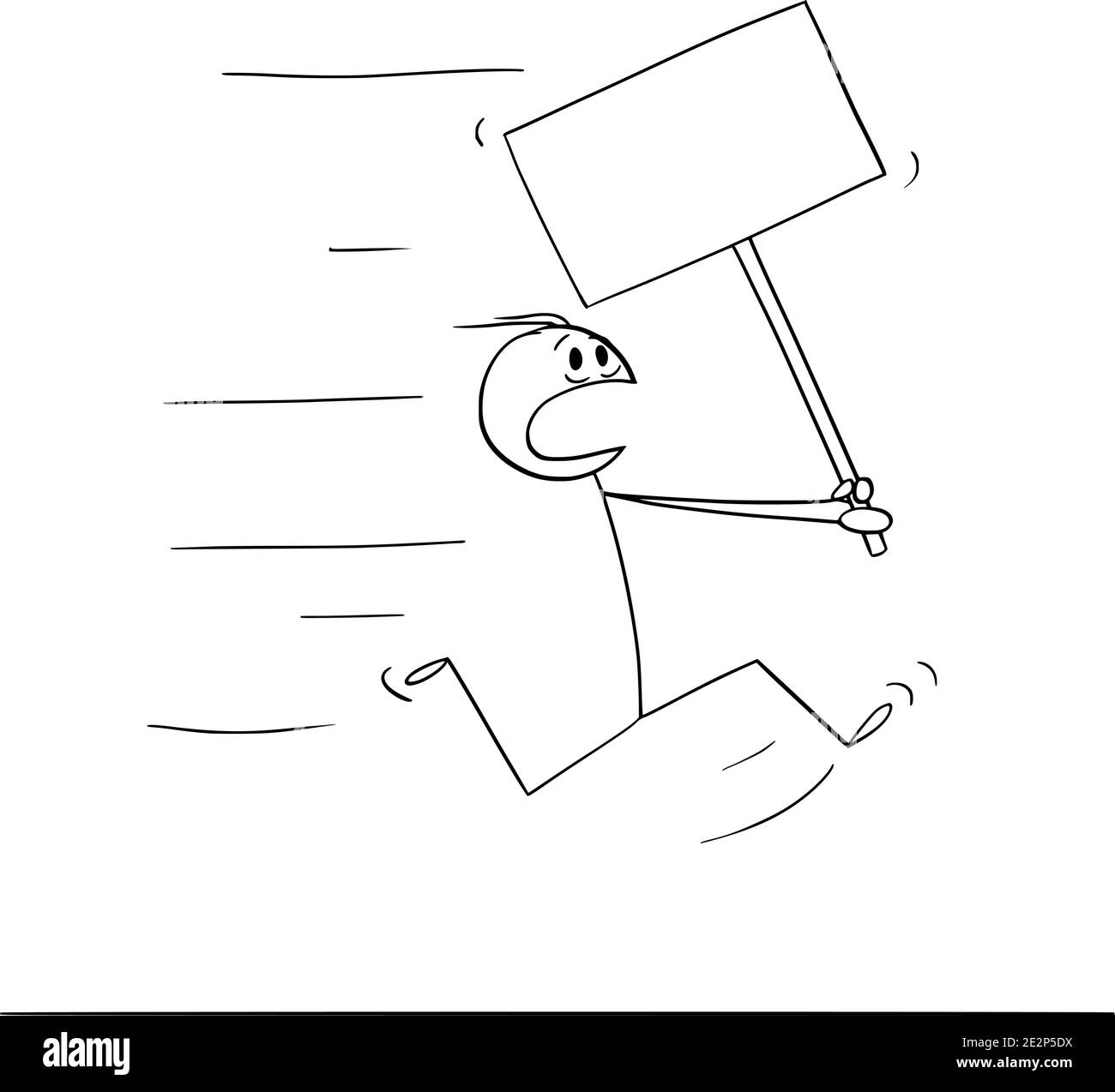 Vector cartoon stick figure illustration of man running in fear or ...