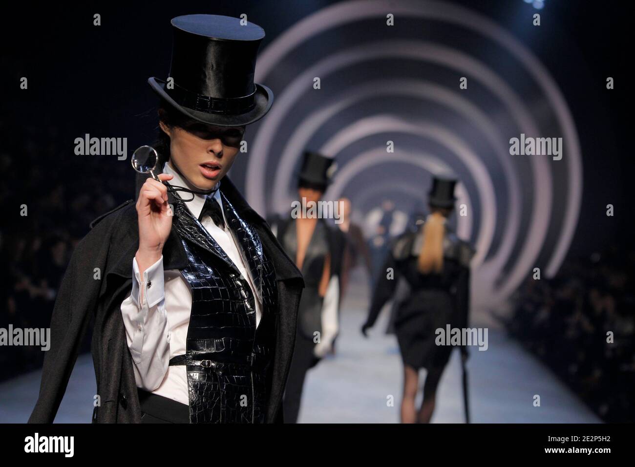 Models wear creations designed by Jean-Paul Gaultier for Hermes Fall ...