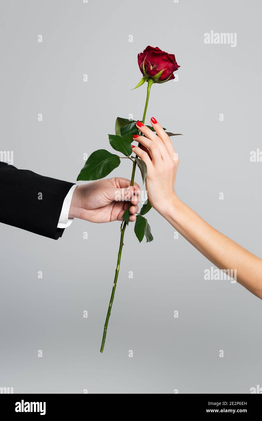 Man giving woman rose hi-res stock photography and images - Alamy