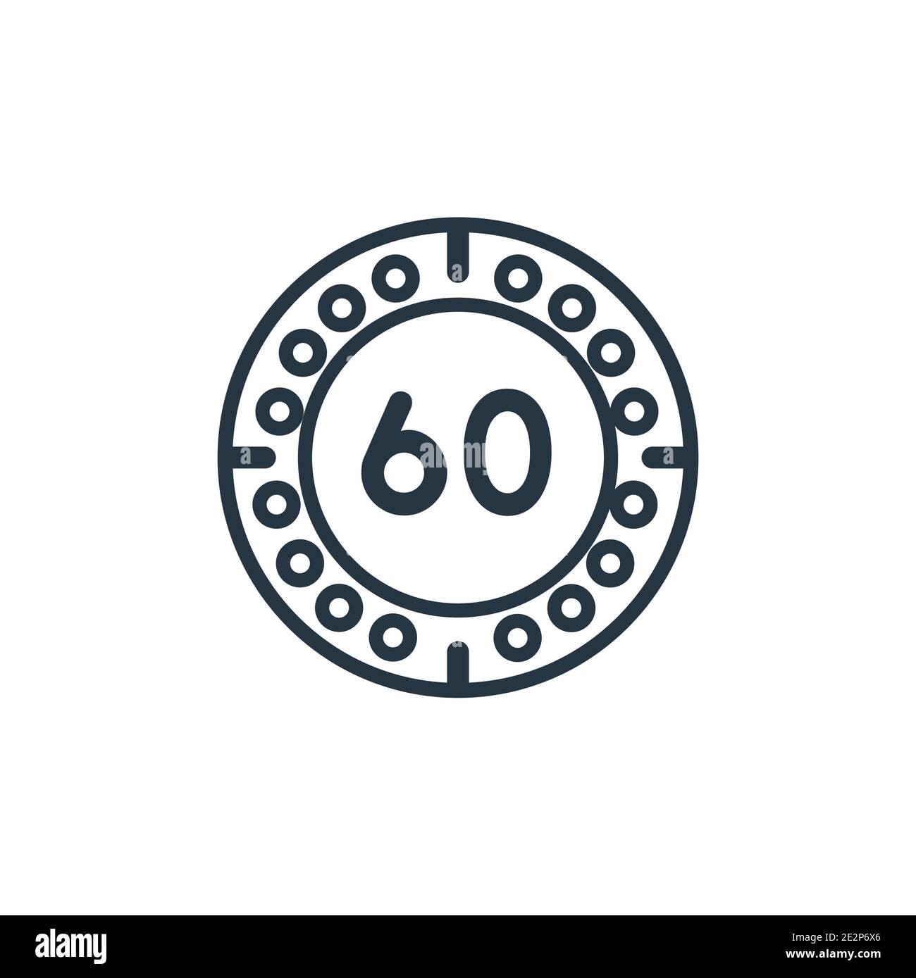 Minute countdown outline vector icon. Thin line black minute countdown ...