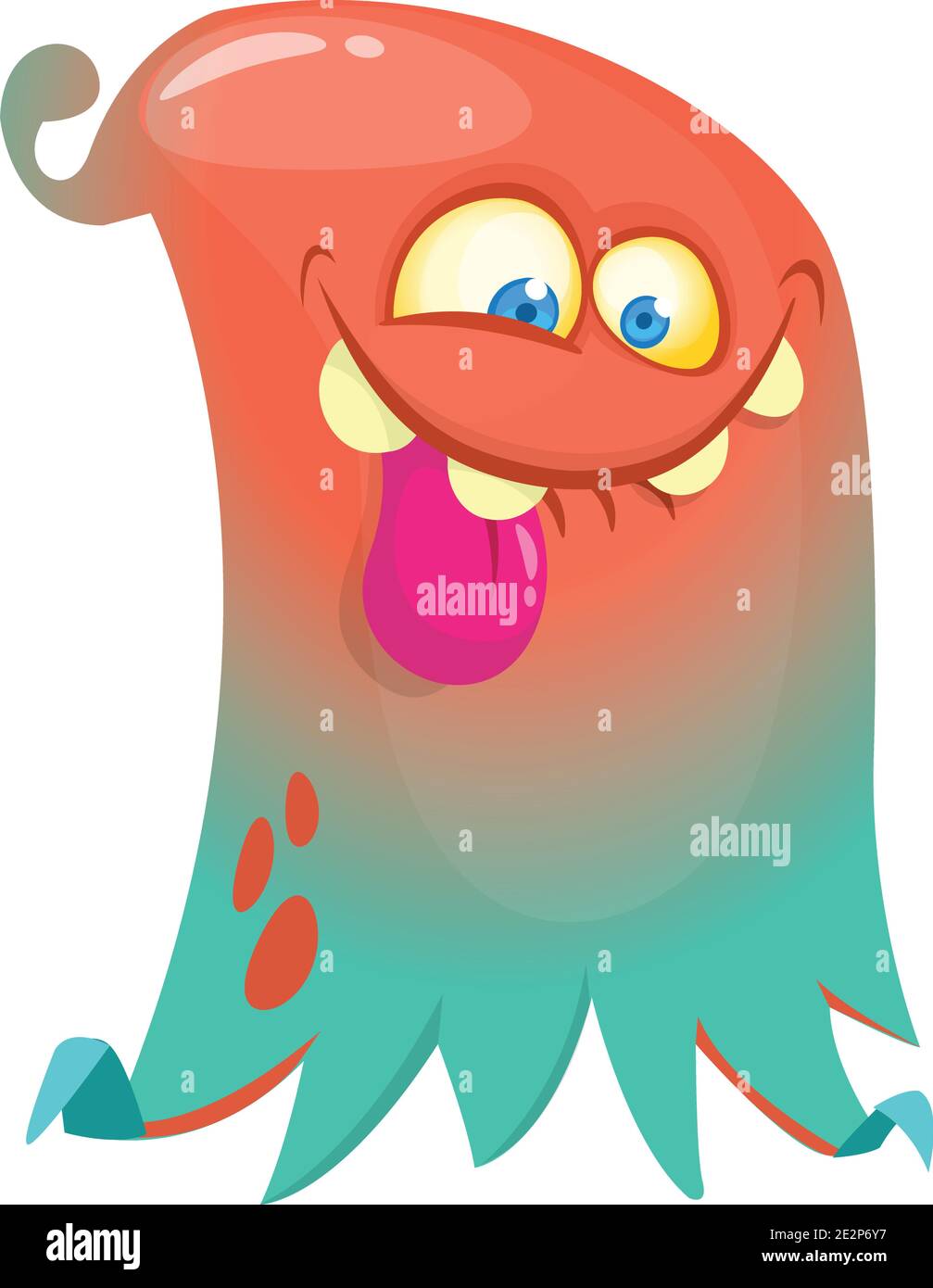 Happy cartoon flying monster. Vector illustration of funny ghost ...